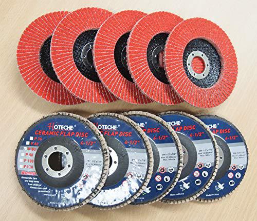 Hoteche lot of (10) ceramic flap disc grinding wheel 4-1/2"x7/8", 60 grit