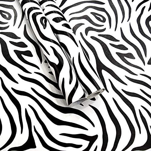 taogift self adhesive vinyl white black zebra print contact paper shelf ...