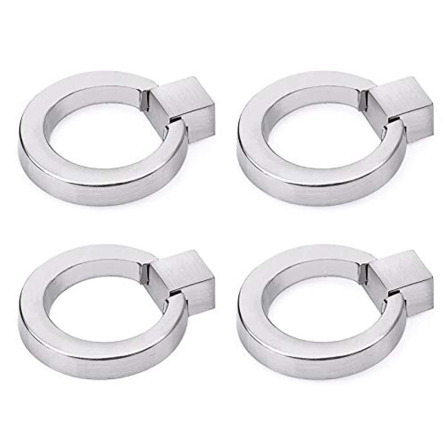 Cobella cobella kitchen cabinet knobs brushed silver drawer ring pulls ...