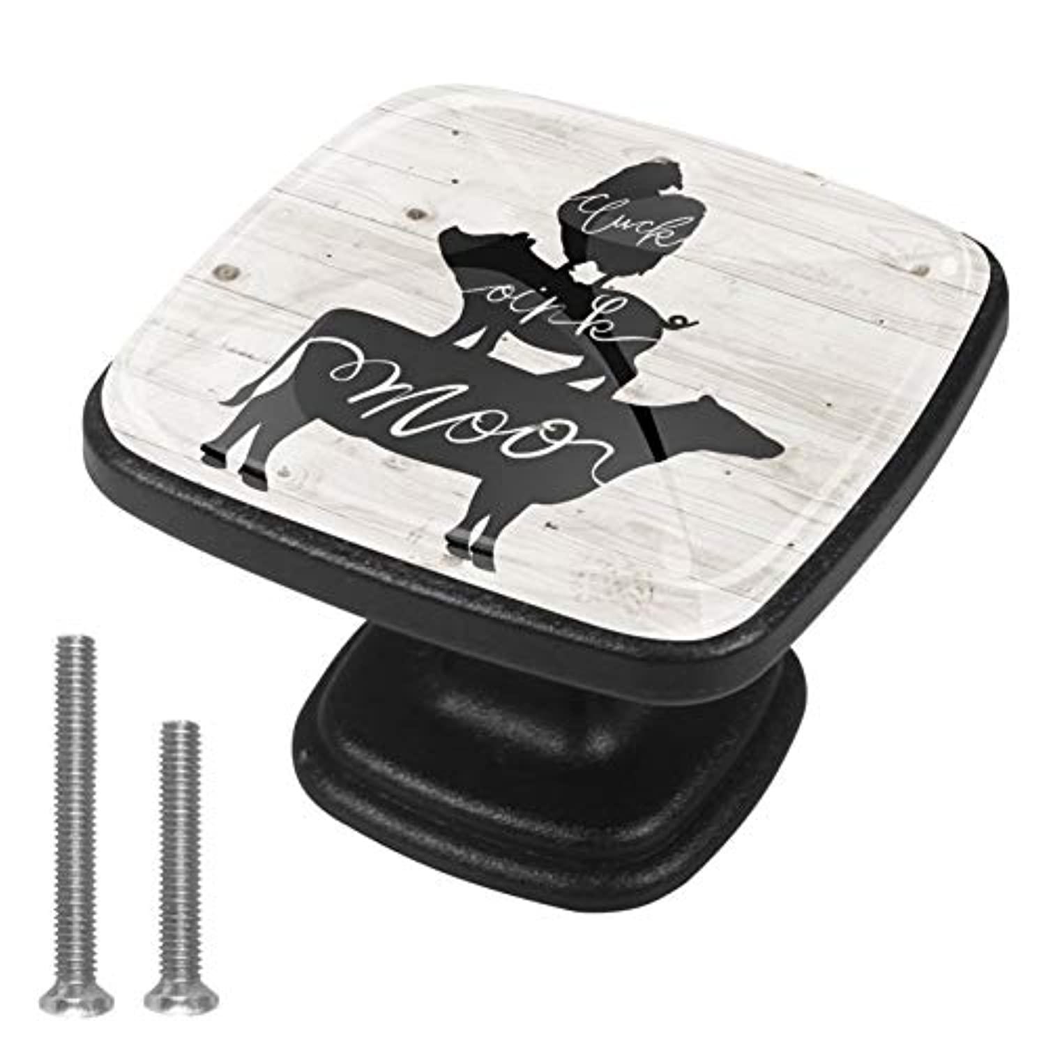 djrow 4 pieces cabinet knobs farmhouse animals cow chicken pig drawer ...