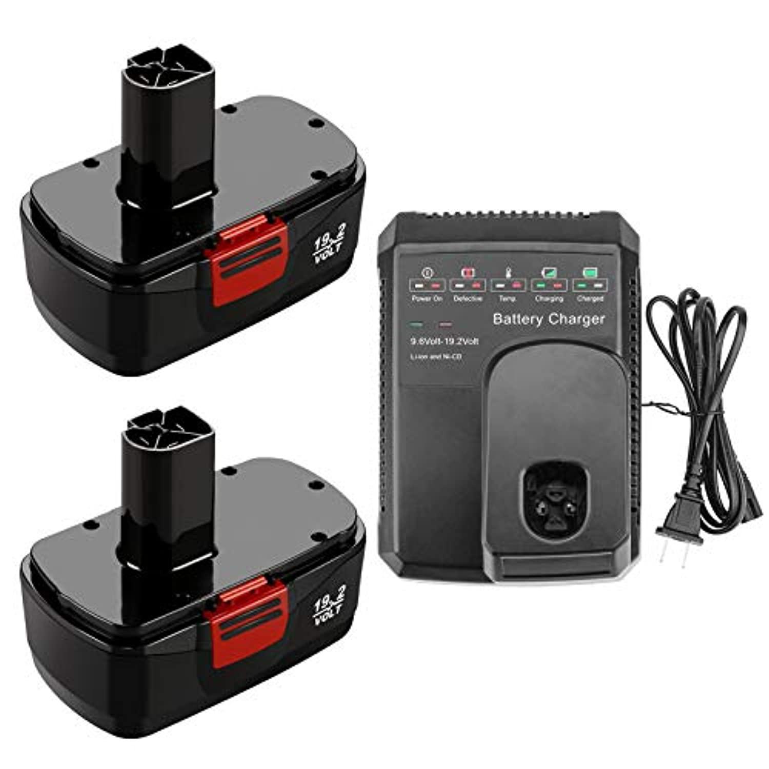Dosctt 2 packs 3.6ah ni-mh 19.2v diehard c3 battery and charger ...