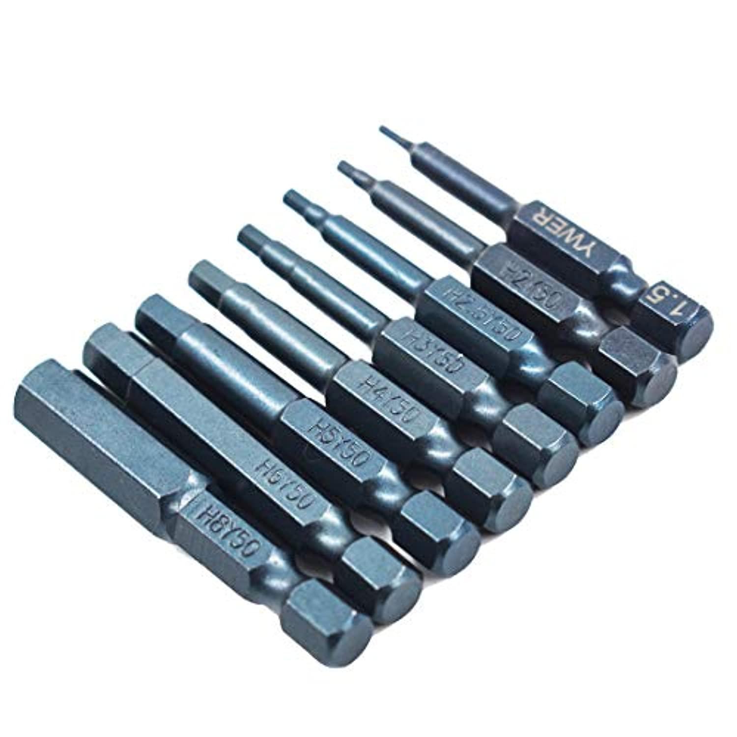 WFLNHB 8pcs hex head allen wrench bit set 1/4 inch hex shank ...