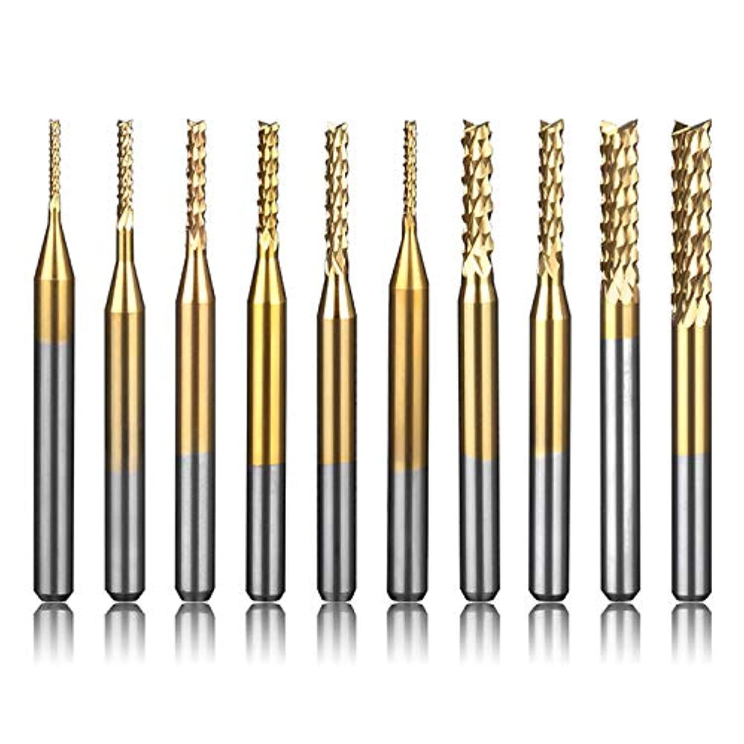 DKIBBITH end mill sets, 10 pieces titanium coat carbide cnc router ...