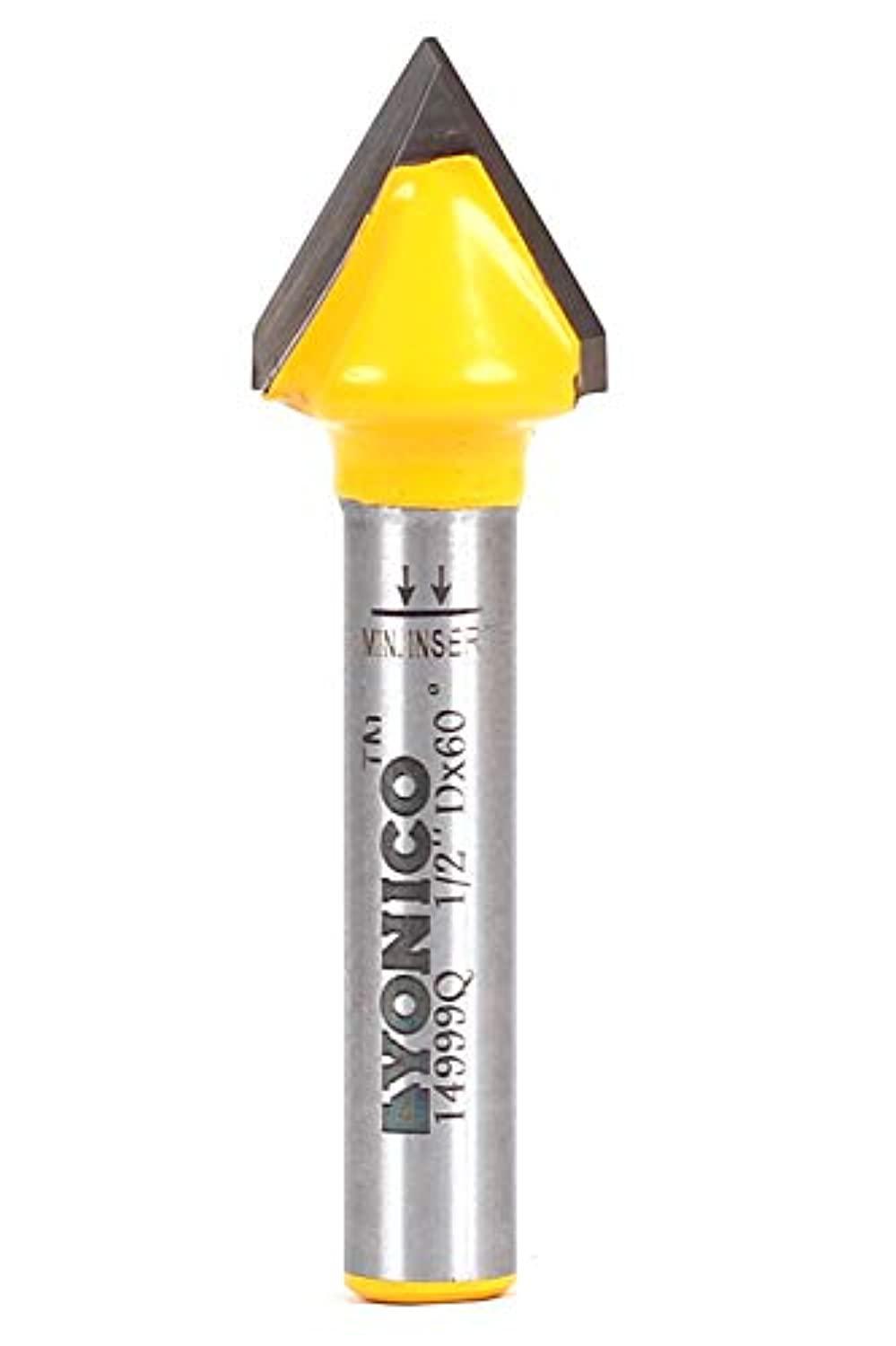 Yonico yonico router bits v groove flat bottom 60 degree x 1/2-inch ...