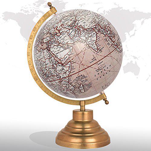 globeart decorative rotating world map globe beige 8" inches metal base ...